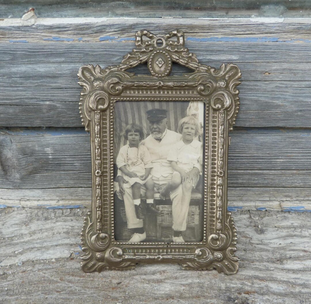 Vintage 1890 /1900 Old French Victorian Embossed Tin Photo Frame With ...