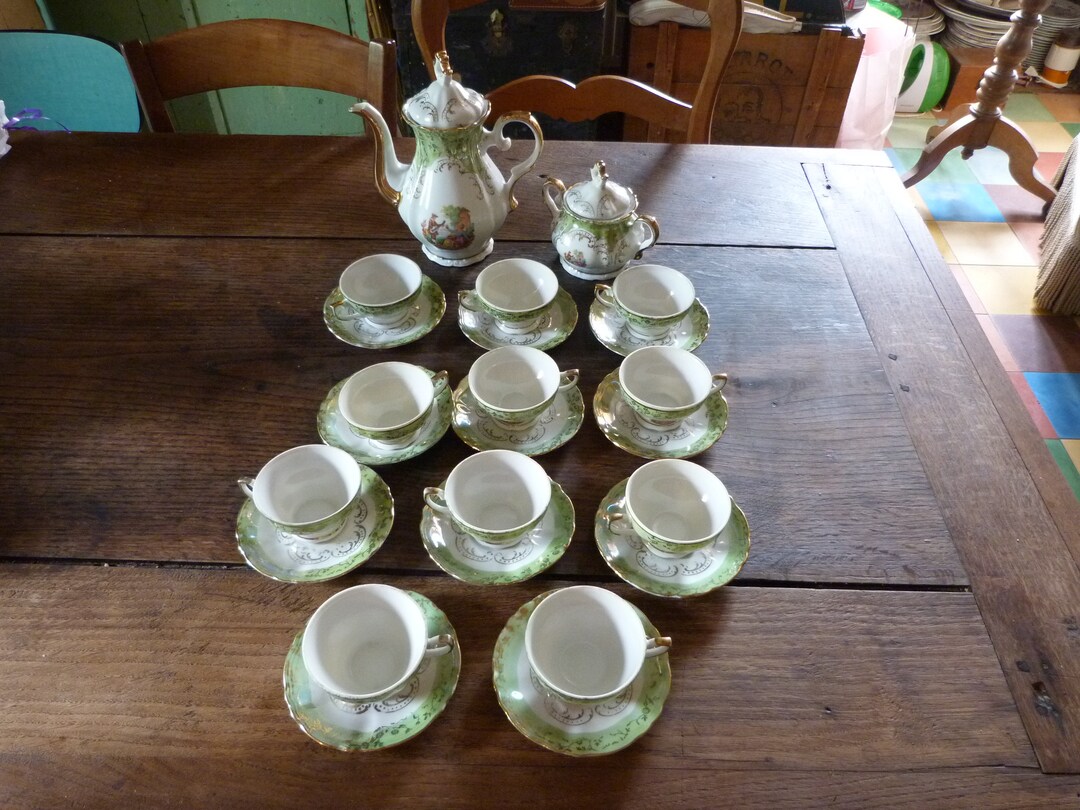 Vintage Antique Bavaria Porcelaine Coffee Set / 11 Demicups & Saucers ...