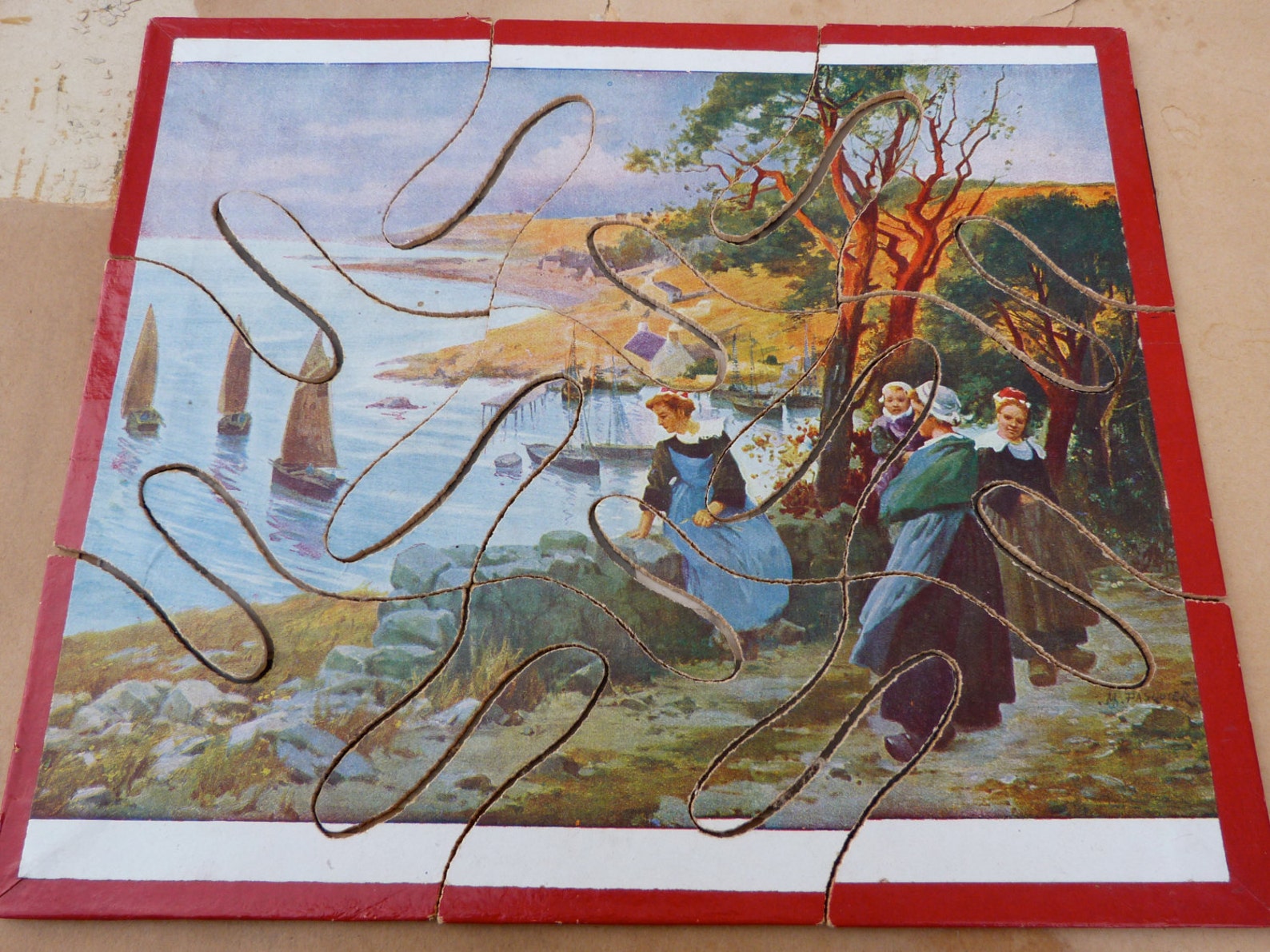 Vintage 1900 Set of 3 French Puzzle Jigsaw COUTRYSIDE Cows Landscapes ...