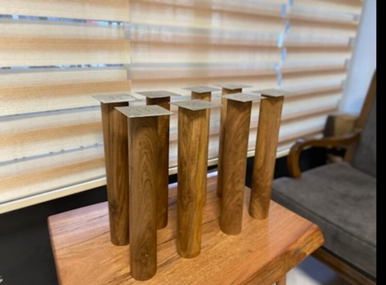 Cylindrical Wood Legs a Set of 4 With Mounting Kit Wood Legs Walnut ...