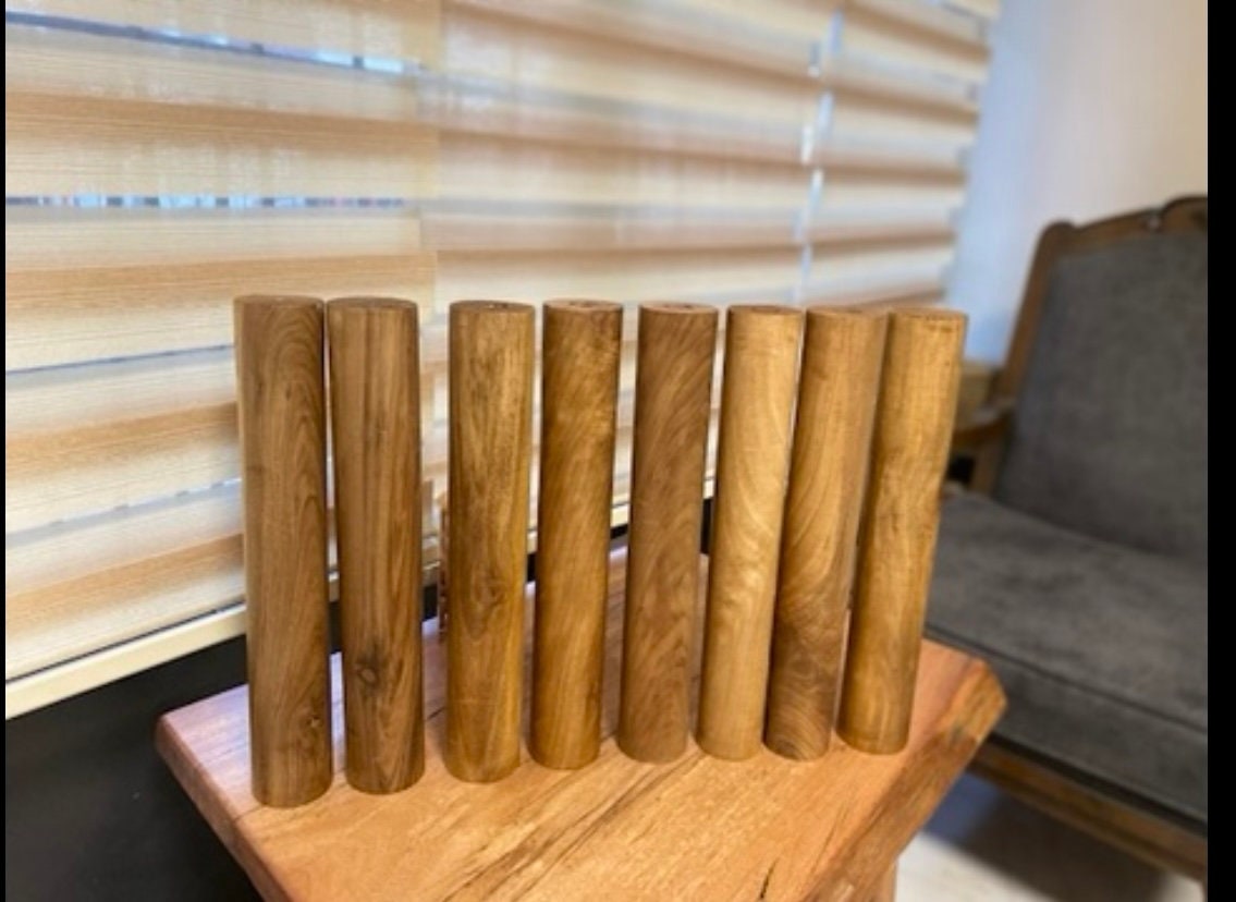 Cylindrical Wood Legs a Set of 4 With Mounting Kit Wood Legs Walnut ...