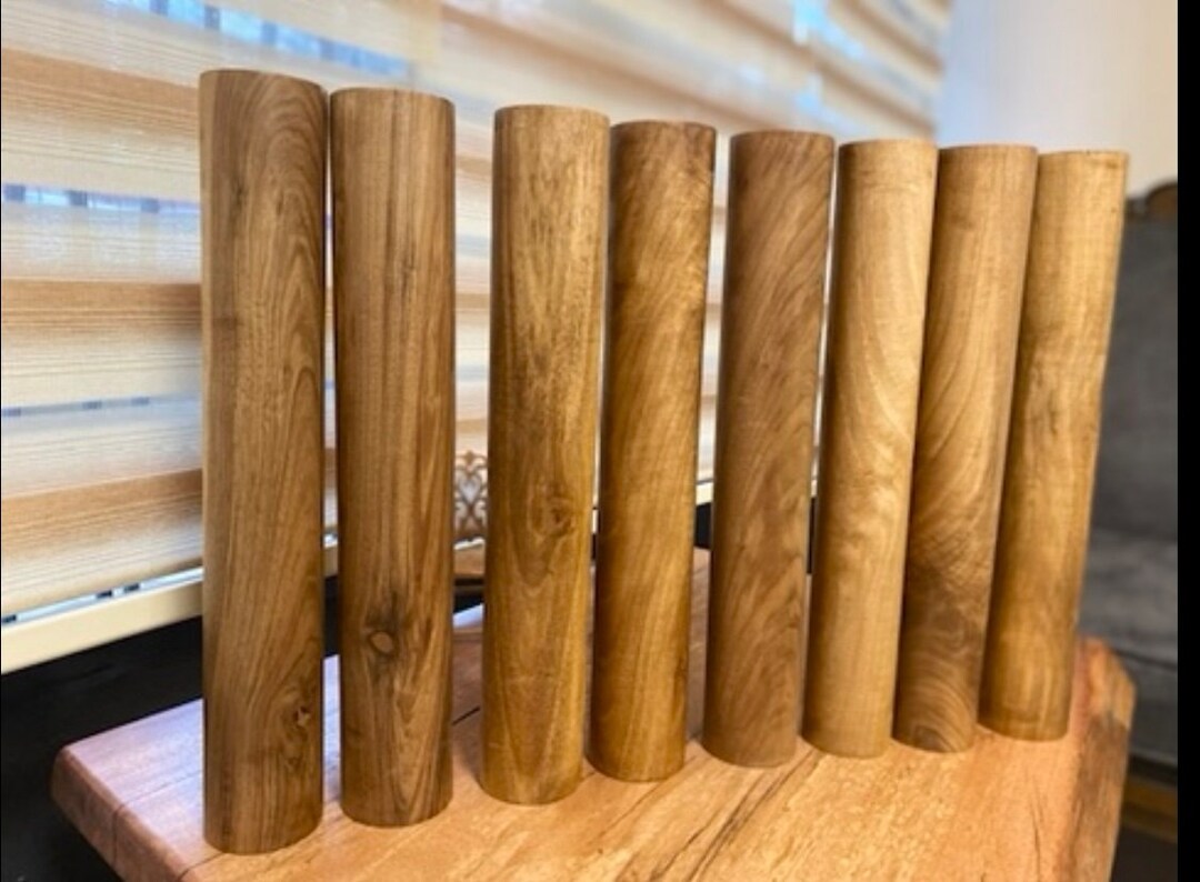 Cylindrical Wood Legs a Set of 4 With Mounting Kit Wood Legs Walnut ...