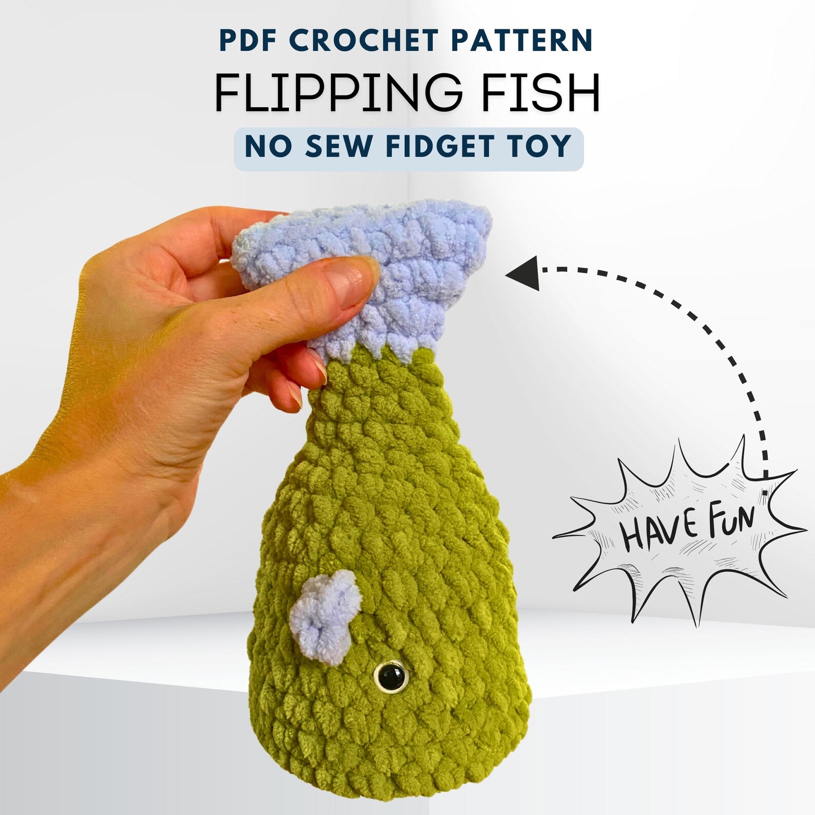 No Sew Amigurumi Fish Crochet Pattern Fidget Toy Flipping Fish Flip the ...