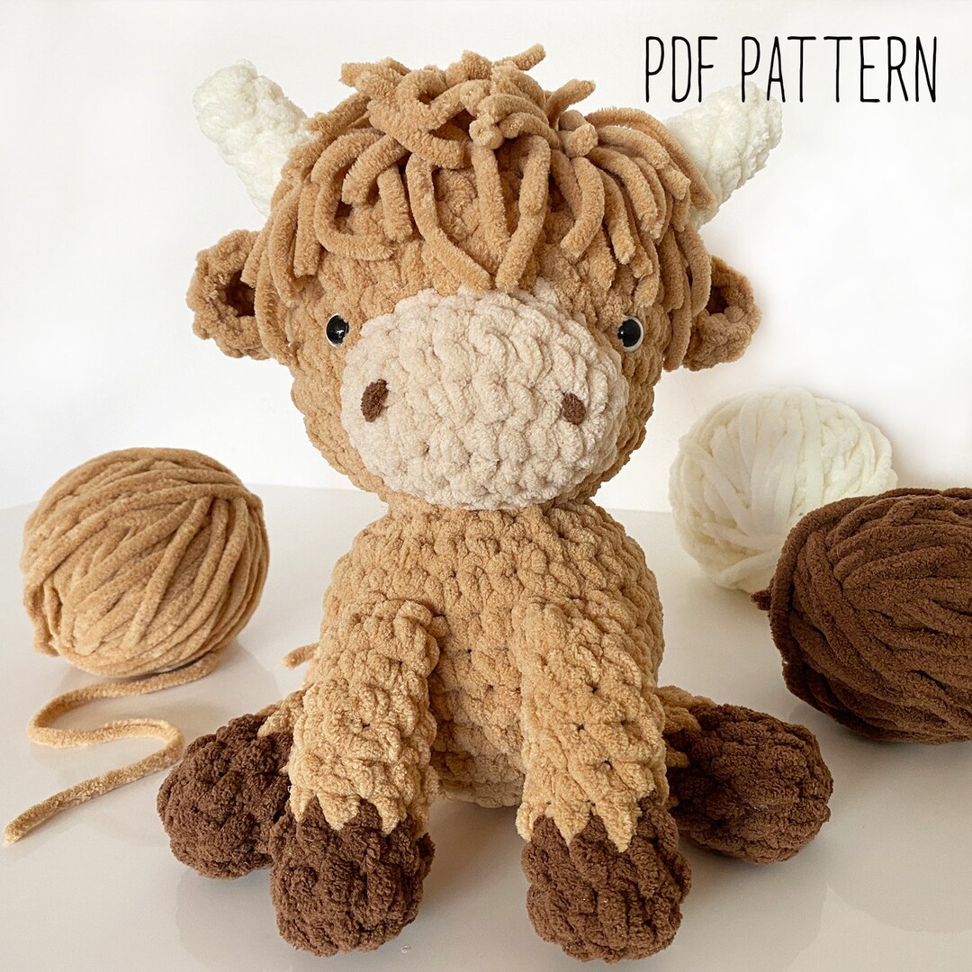 Highland Cow Crochet Pattern, Amigurumi Cow Pattern, Crochet Plushie ...