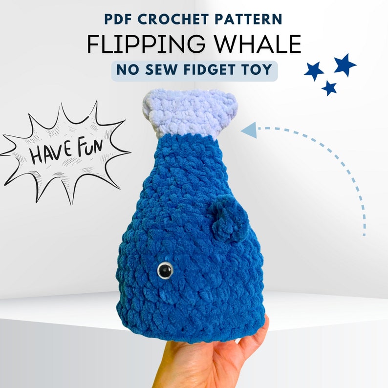 No Sew Crochet Pattern Fidget Toy Flipping Whale Flip the Fish Crochet ...