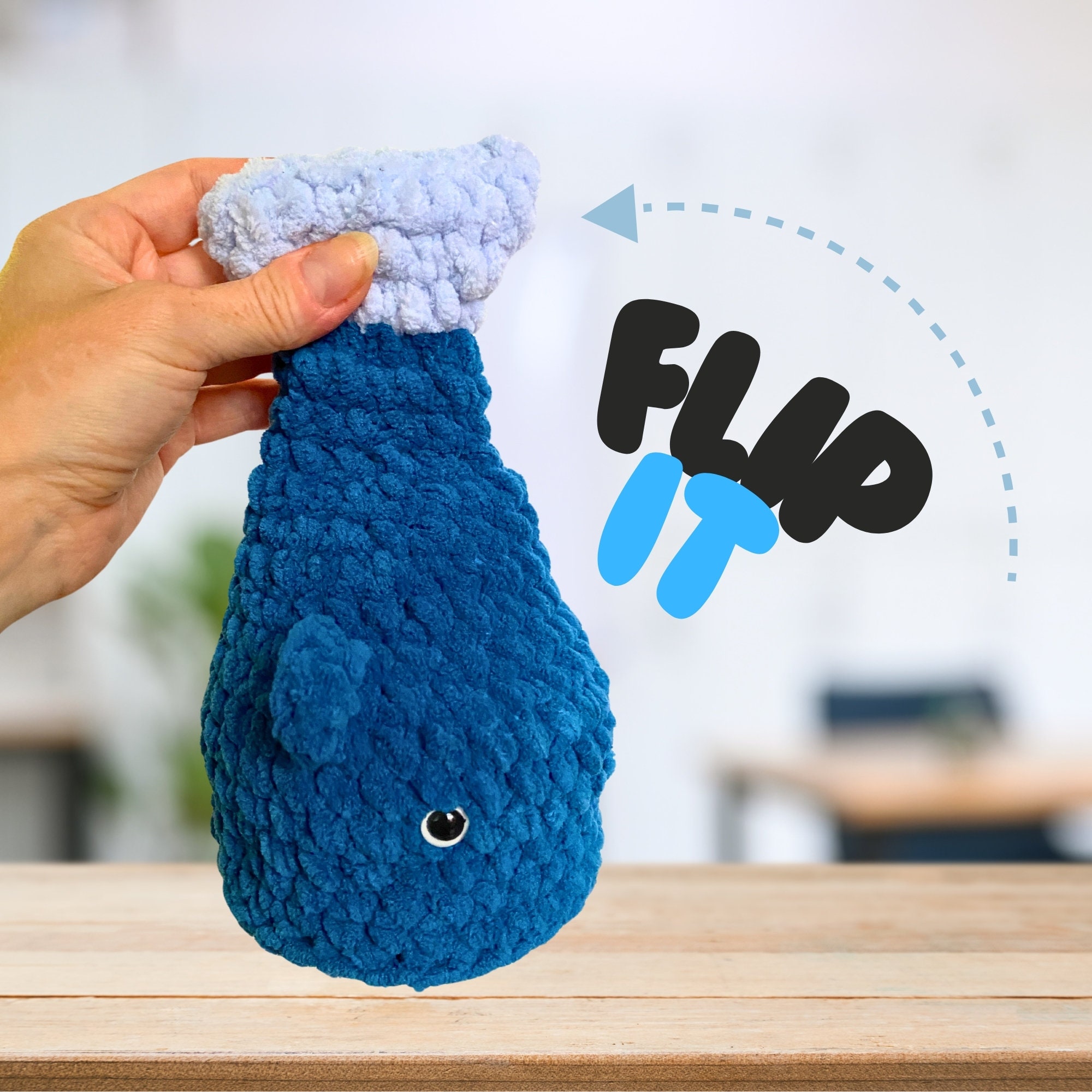 No Sew Crochet Pattern Fidget Toy Flipping Whale Flip the Fish Crochet ...