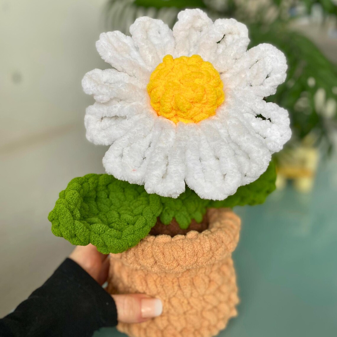Daisy Flower in a Pot Crochet Pattern, Crochet Flower Garden, Flower ...