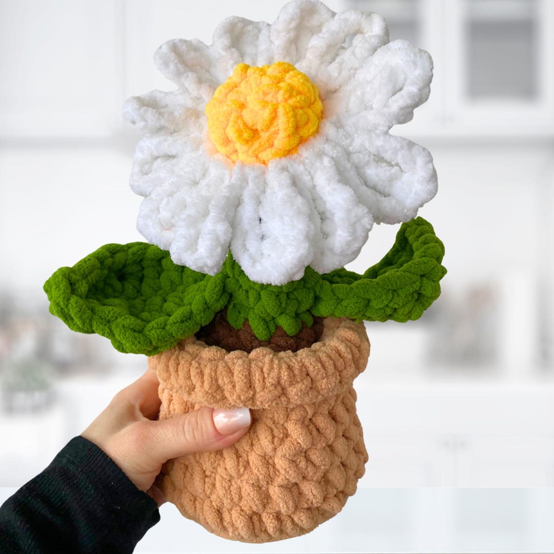 Daisy Flower in a Pot Crochet Pattern, Crochet Flower Garden, Flower ...