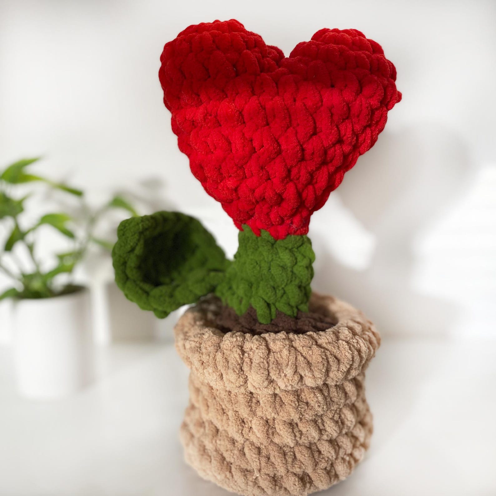 Valentine Heart Plant in the Pot Crochet Pattern, Crochet Flower ...