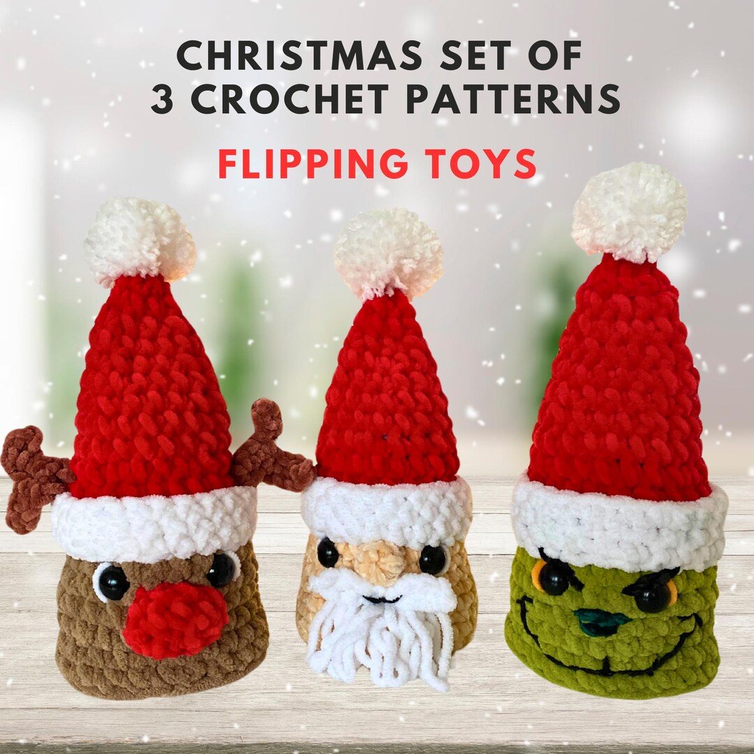 Christmas Bundle of Toy Crochet Pattern Reindeer, Santa, Grinch ...