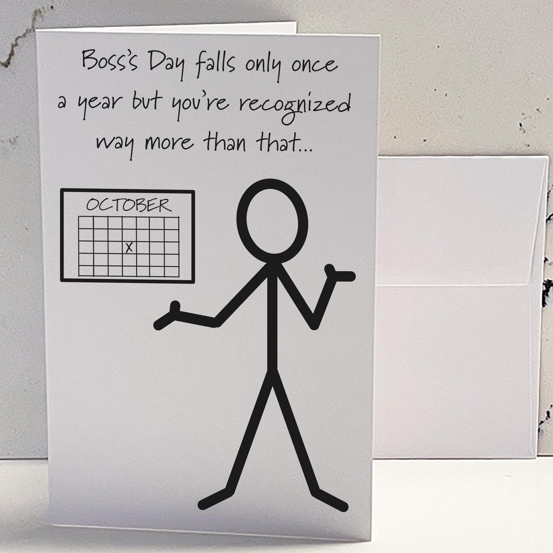 Funny Boss's Day Card: Sarcastic Office Humor - Etsy