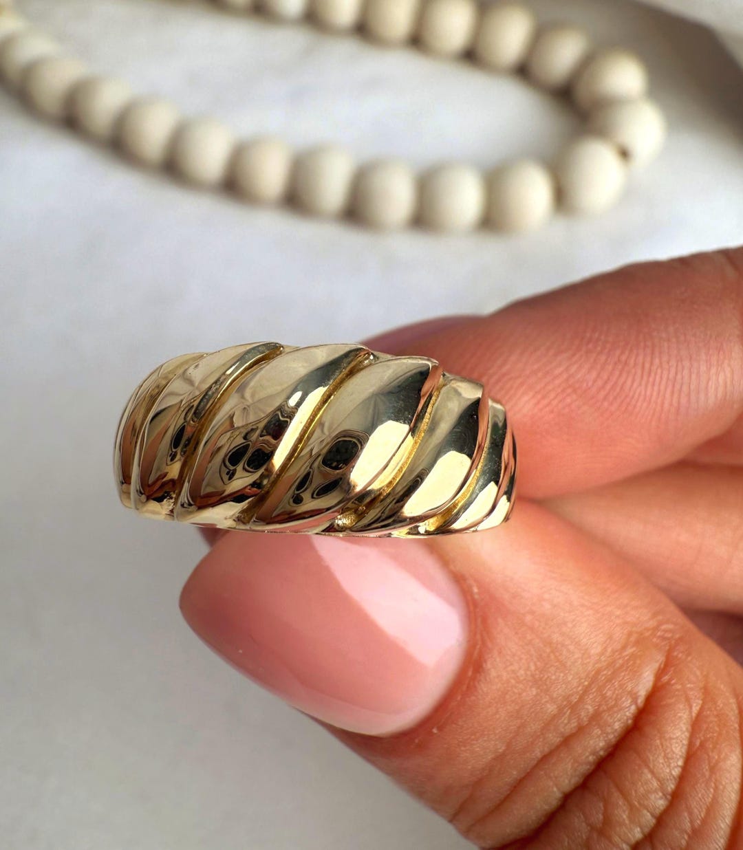 14K Gold Croissant Design Ring: Handmade Jewelry - Etsy