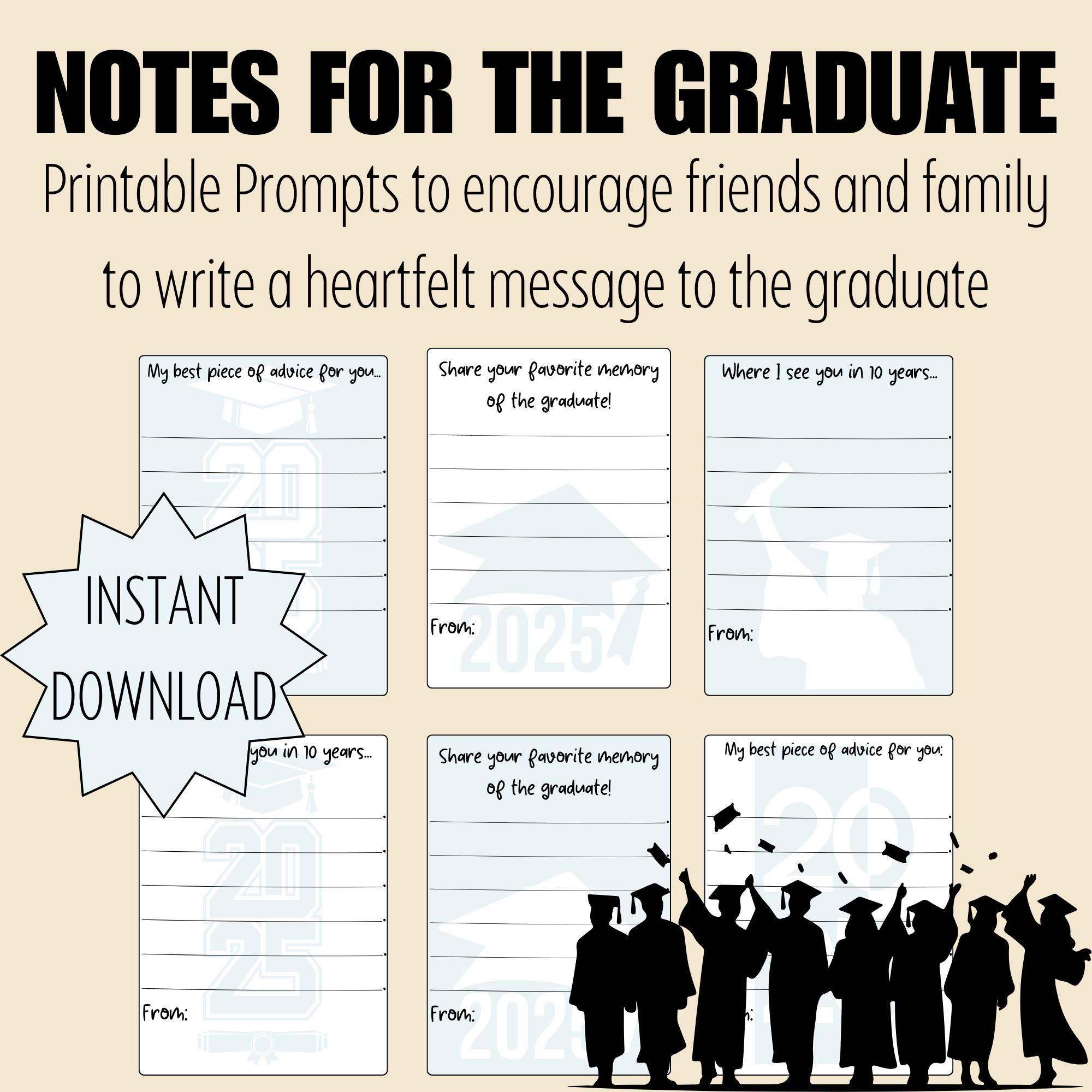Graduation Party Printable Prompts for Message to the Grad | Notes to ...