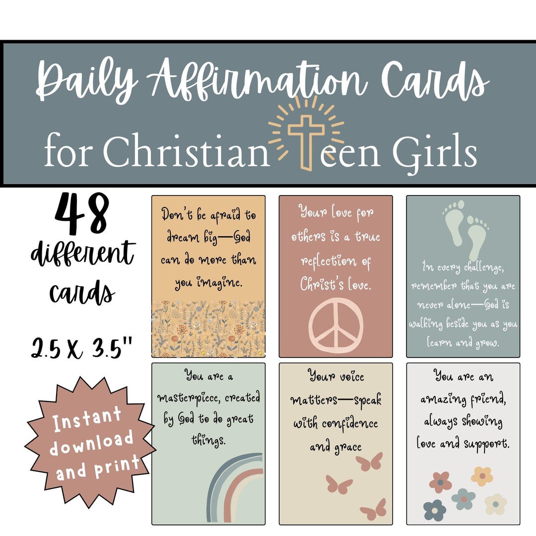 Christian Affirmation Cards for Teen Girls | Positive Affirmations ...