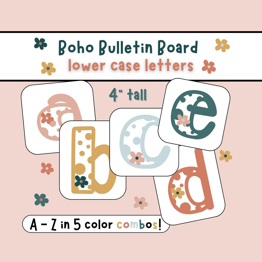 Boho Bulletin Board Lower Case Letters for Classroom | Printable ...