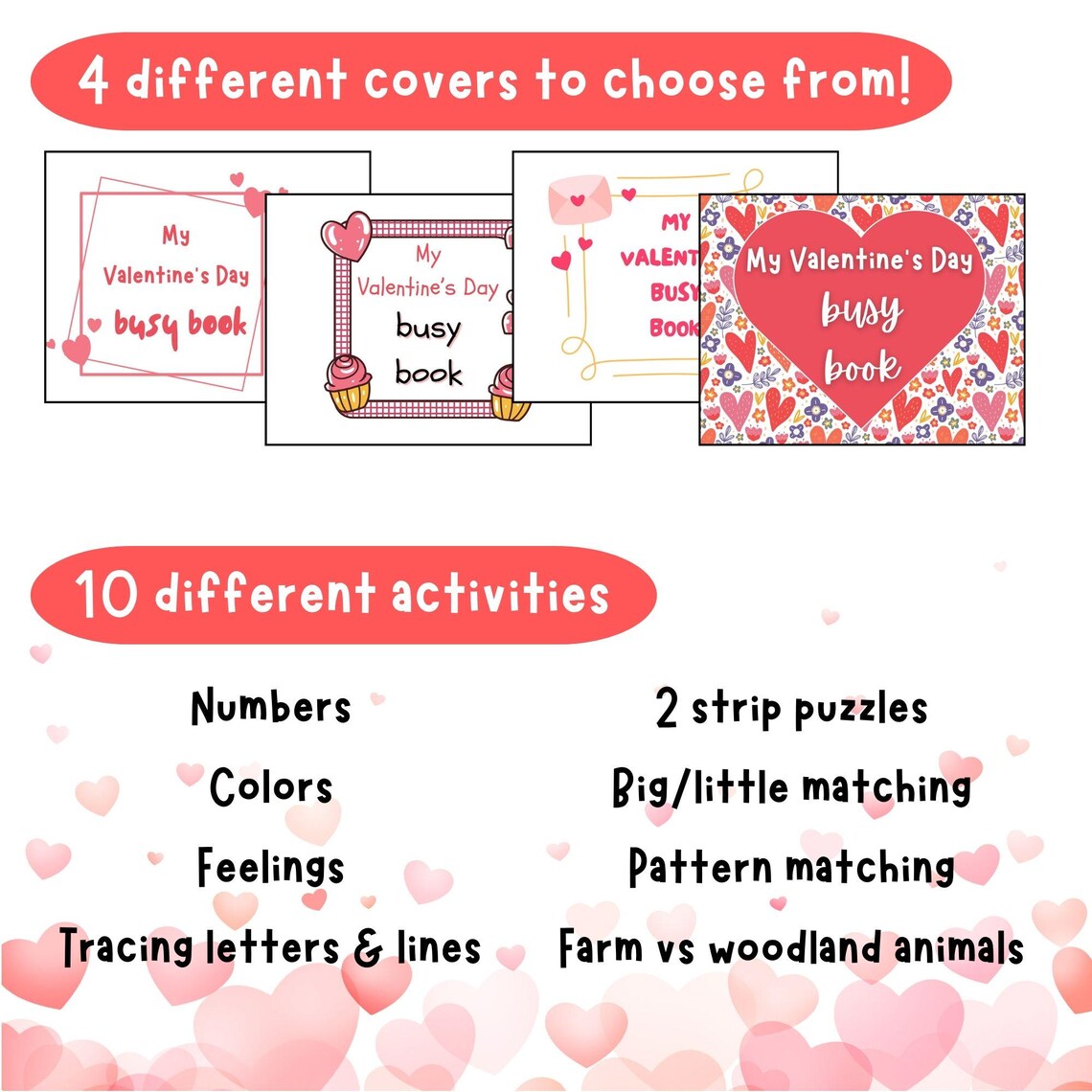 Valentines Day Toddler Busy Book Pre K Quiet Book | Printable Busy Book ...