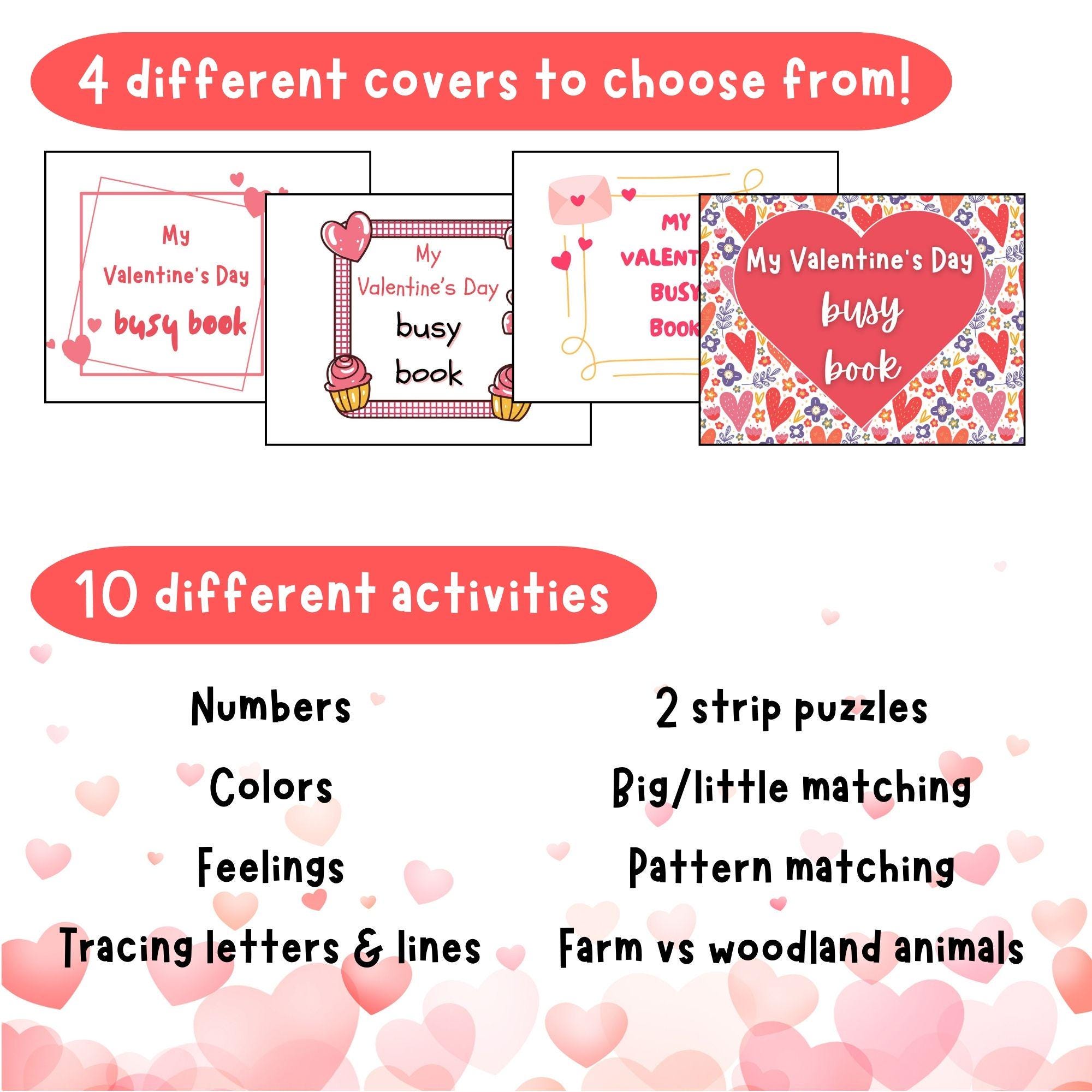 Valentines Day Toddler Busy Book Pre K Quiet Book | Printable Busy Book ...