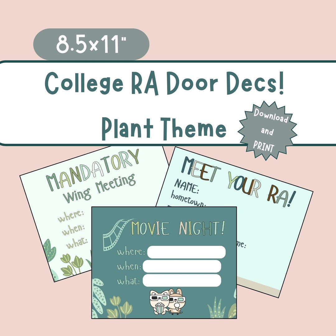 RA Door Decs Plants Theme | College Dorm Name Tags Bulletin Board ...