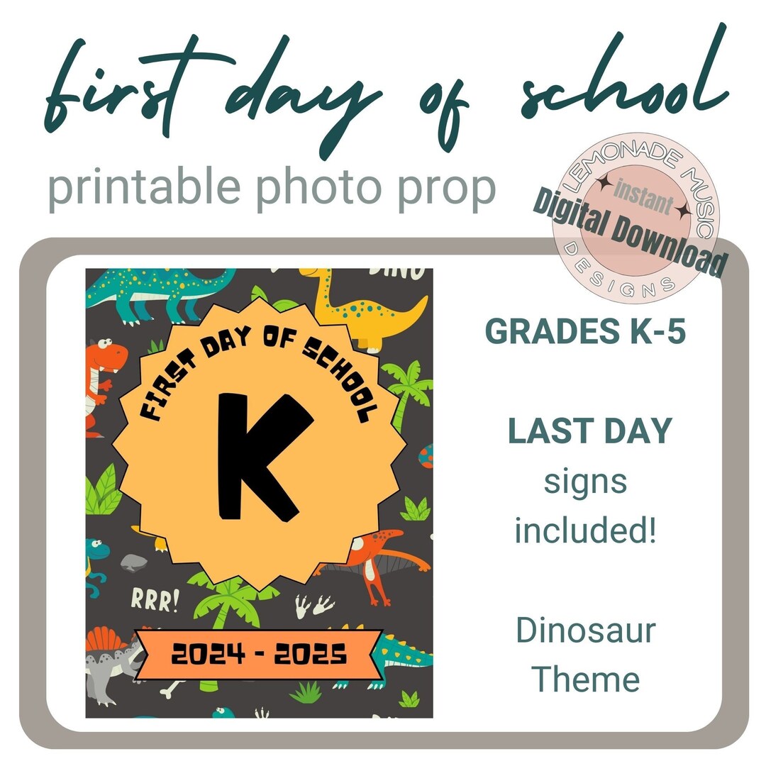 First Day of School Photo Prop Sign Dino Theme First Day Sign for ...