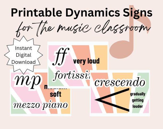 Music Room Dynamics Posters, Printable Elementary Music Room Decor ...