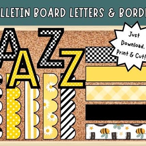 Yellow and Black Bulletin Board Borders and Capital Letters | Printable ...