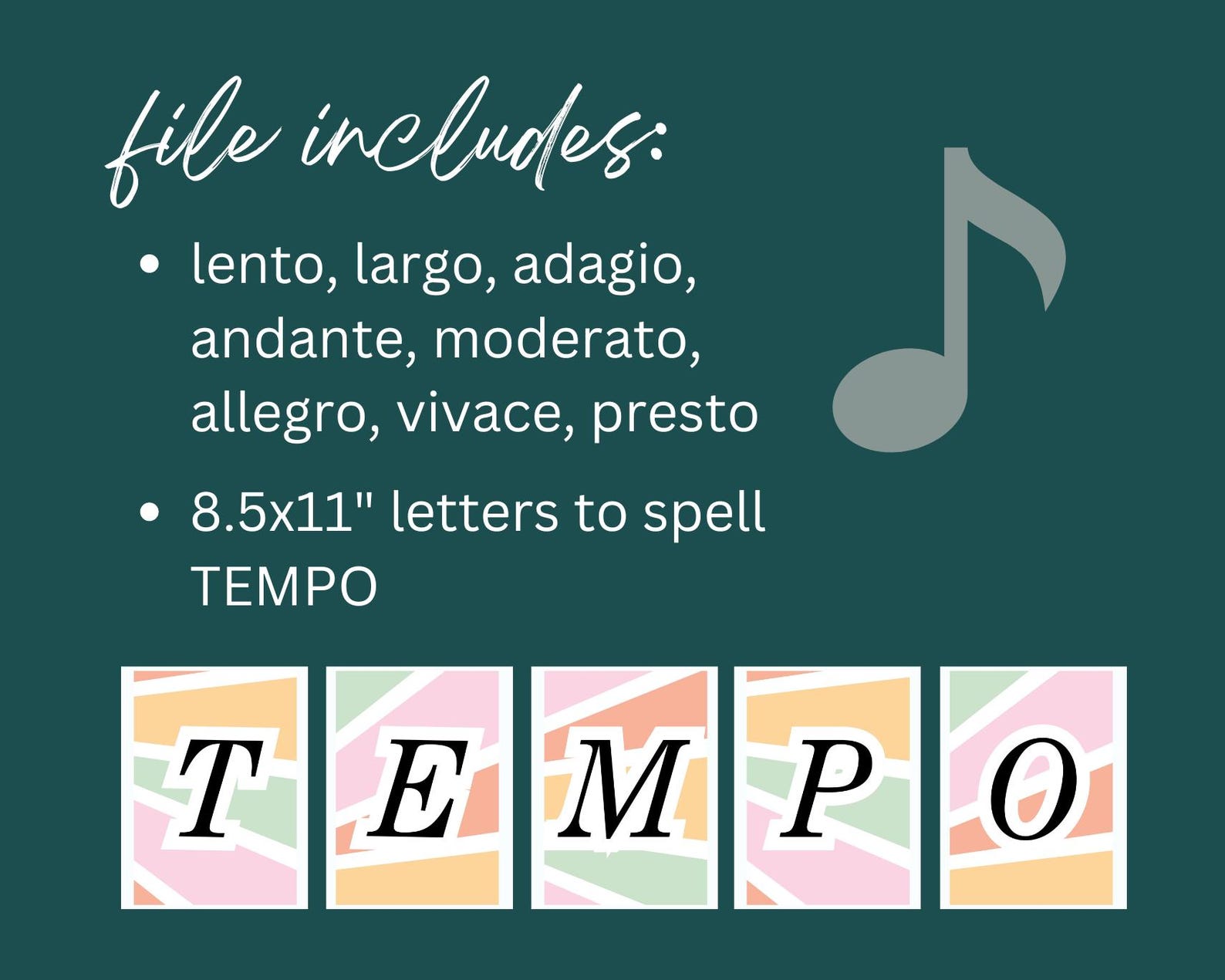 Retro Music Room Tempo Posters: Printable Classroom Decor (digital ...