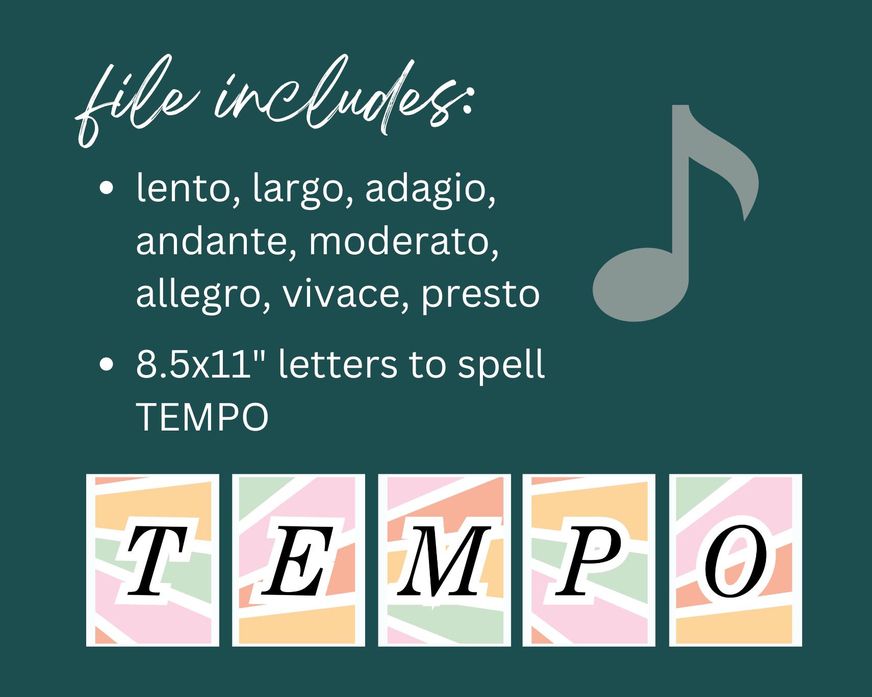 Retro Music Room Tempo Posters: Printable Classroom Decor (digital ...