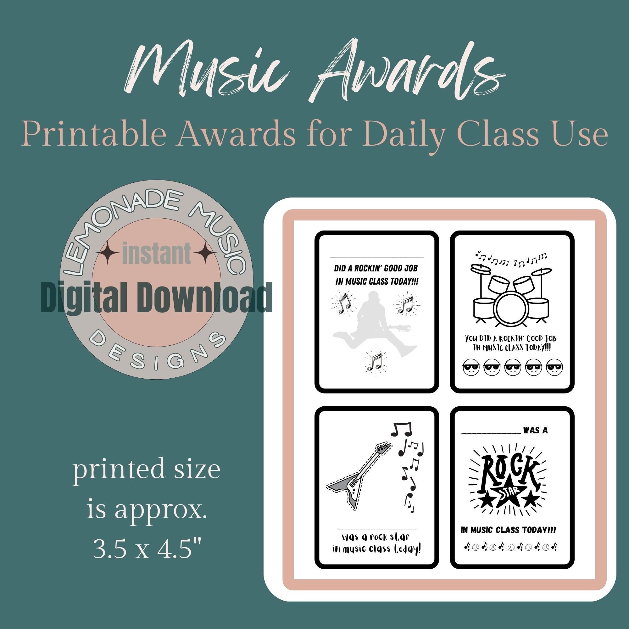 Printable Awards for the Elementary Music Classroom, Music Class Awards ...