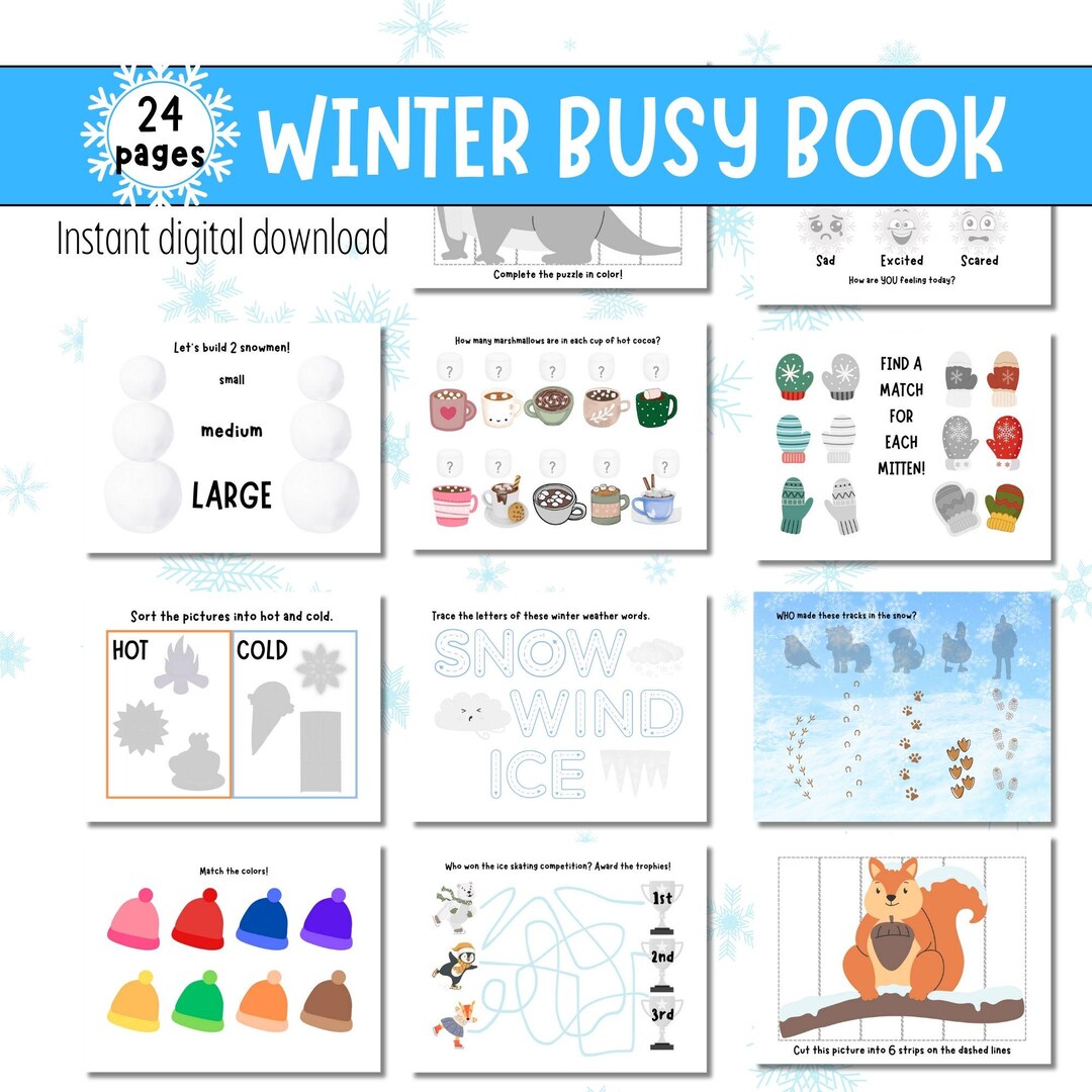 Winter Themed Toddler Busy Book Pre K Quiet Book | Printable Busy Book ...