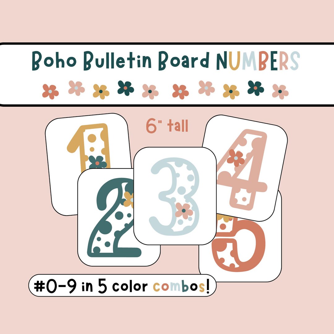 Boho Bulletin Board Numbers for Classroom | Printable Numbers for ...