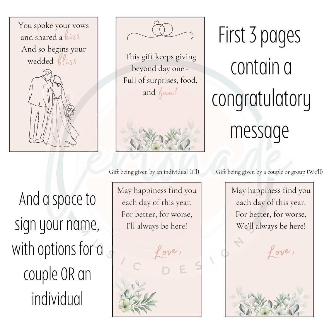 Printable Wedding Gift Card Book | Newlywed Gift Minimalist Design ...