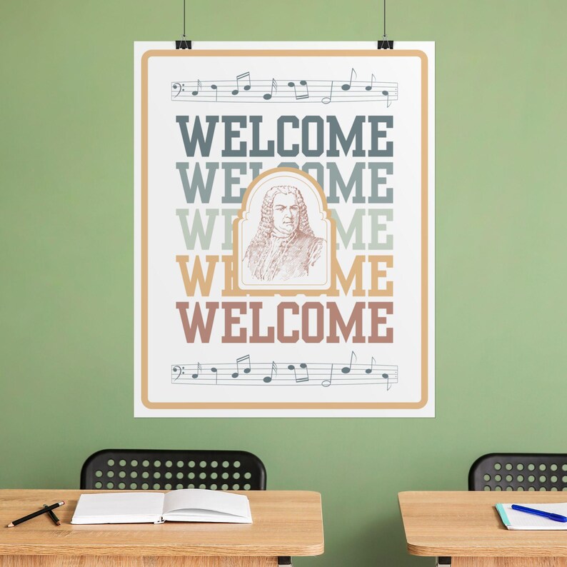 Welcome Bach Music Classroom Poster: Funny Back to School Art - Etsy