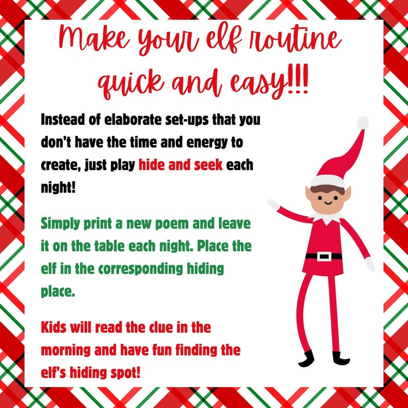 Christmas Elf Printable Hide and Seek Game | Easy Last Minute Elf ...
