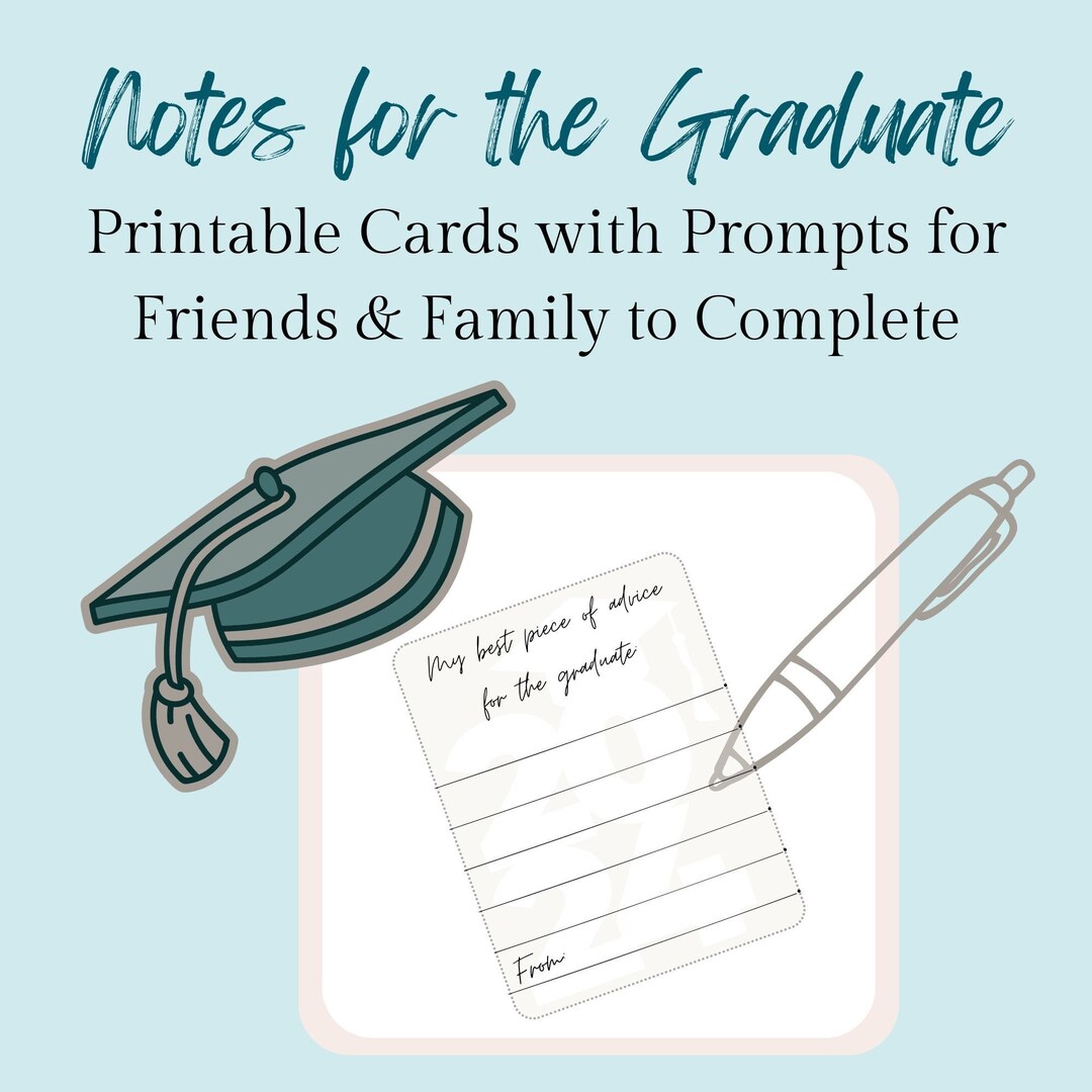 Graduation Party Printable Cards With Prompts for Message to the ...