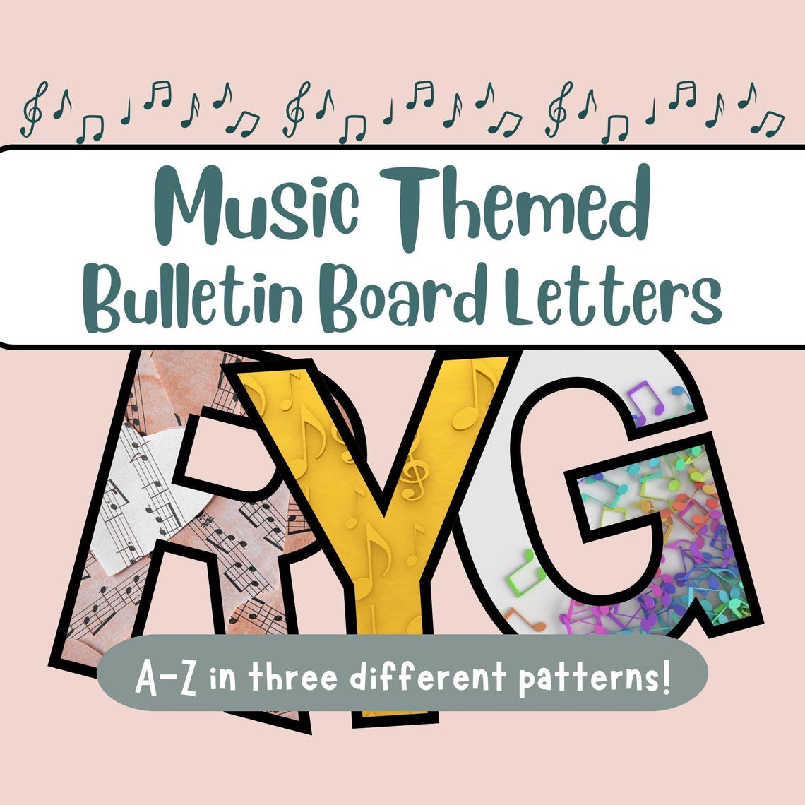 Bulletin Board Letters for Music Room | Printable Letters for Bulletin ...