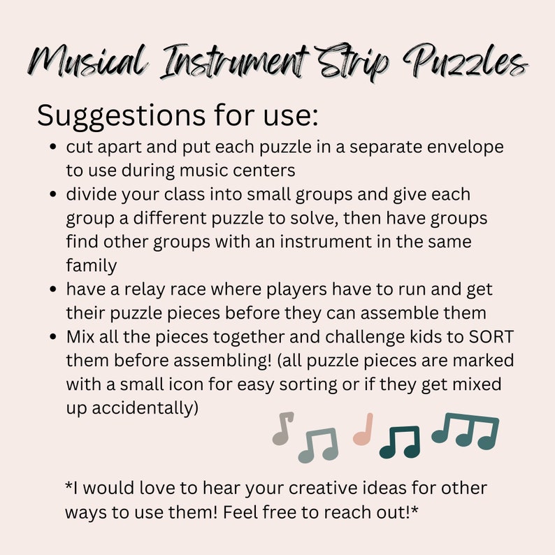Musical Instrument Puzzles for Elementary Music, Music Centers Activity ...