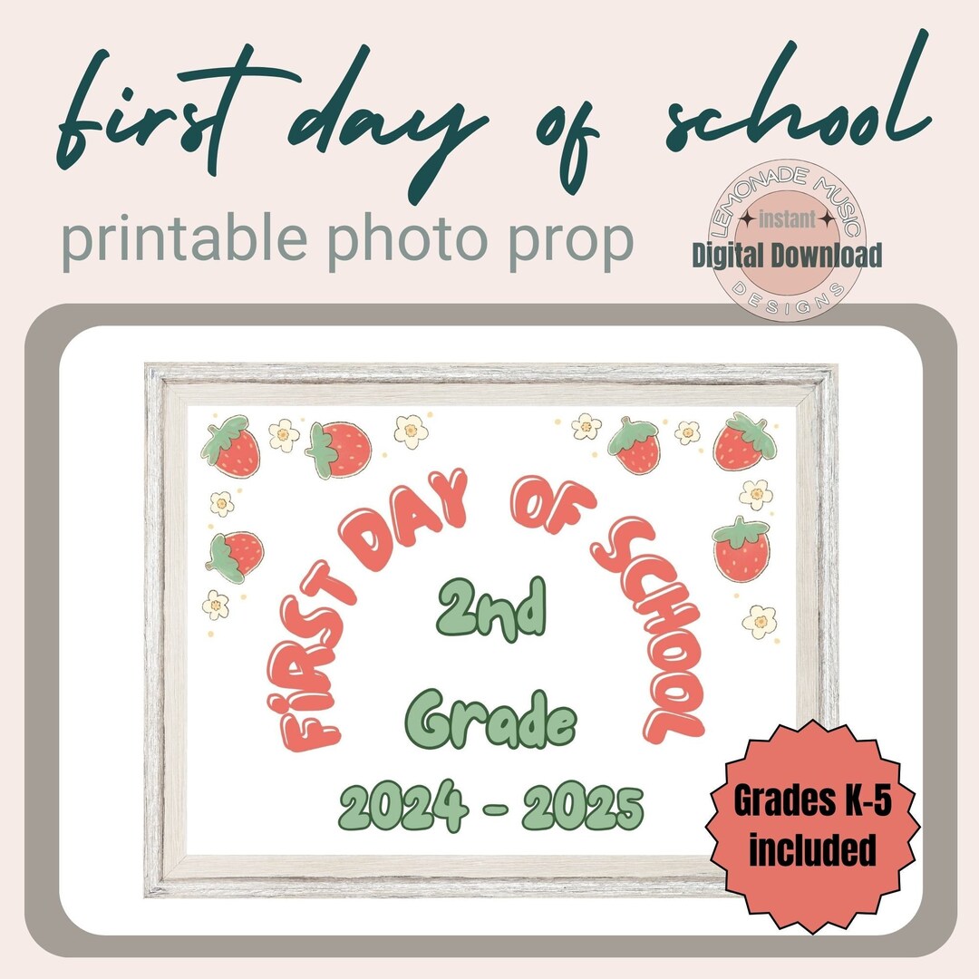 First Day of School Photo Prop Sign Berry Theme First Day Sign for ...