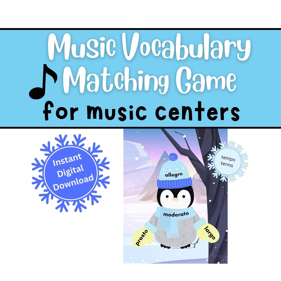 Music Terms Matching Game | Cute Penguin Music Vocabulary Activity for ...