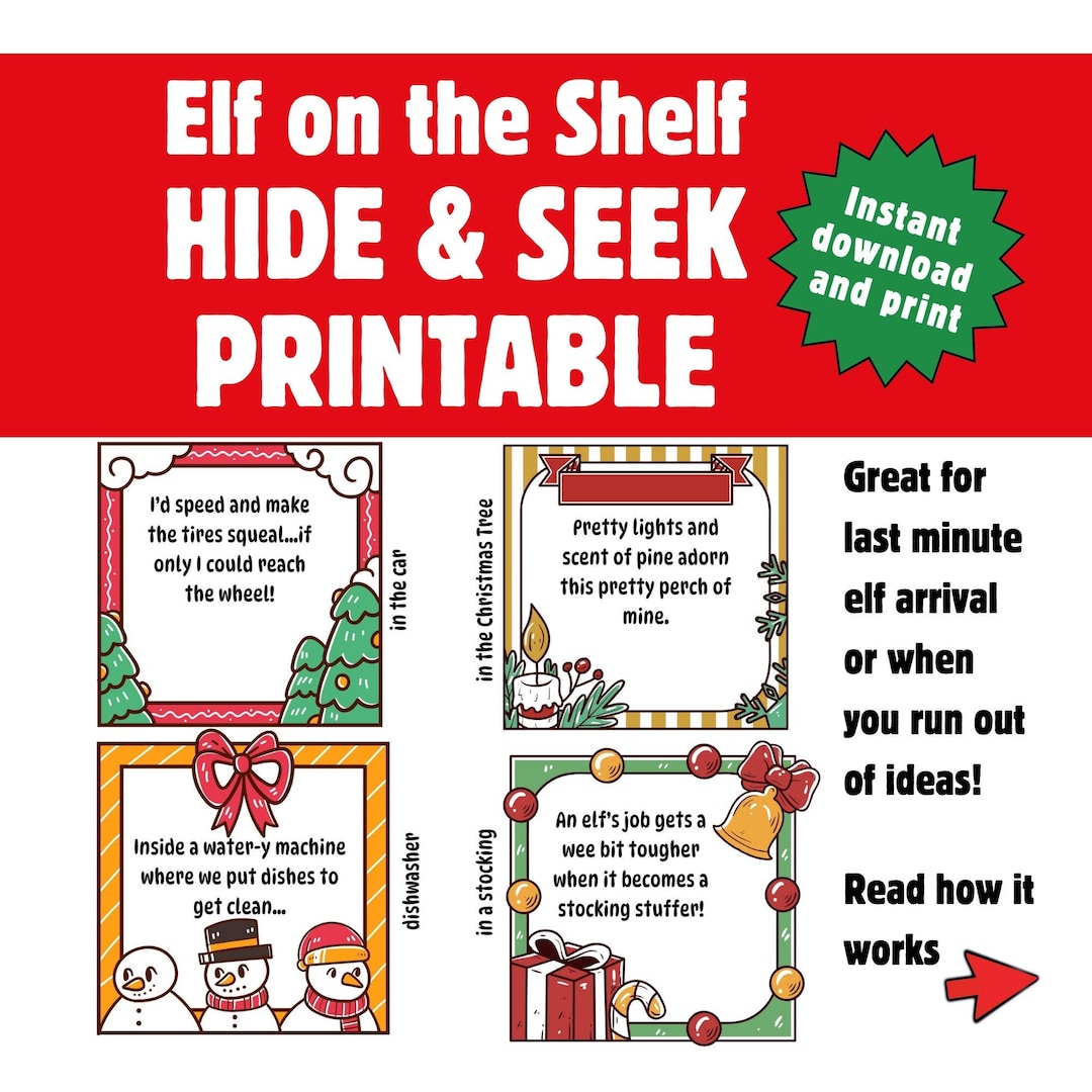 Christmas Elf Hide and Seek Game | Easy Elf Ideas | Printable Elf Notes ...