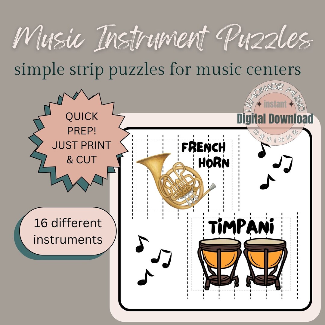 Musical Instrument Puzzles for Elementary Music, Music Centers Activity ...