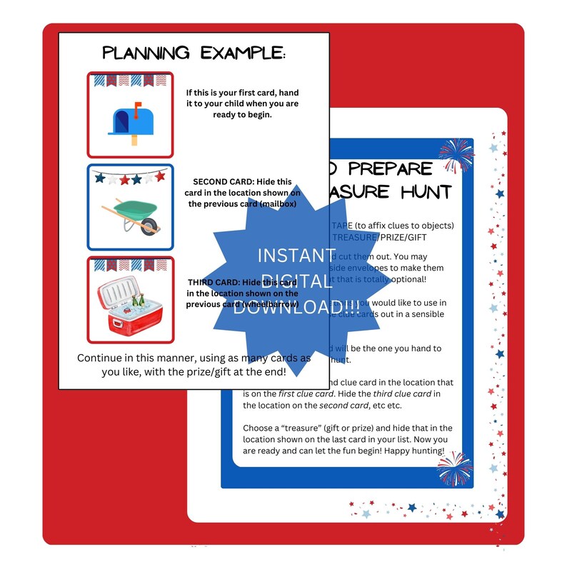 Printable Treasure Hunt 4th of July Digital Download, Kids Fourth of ...