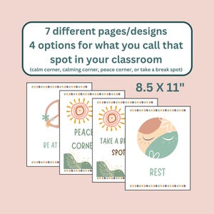 Calming Corner Signs Minimalist Design Boho Colors | Printable Calm ...