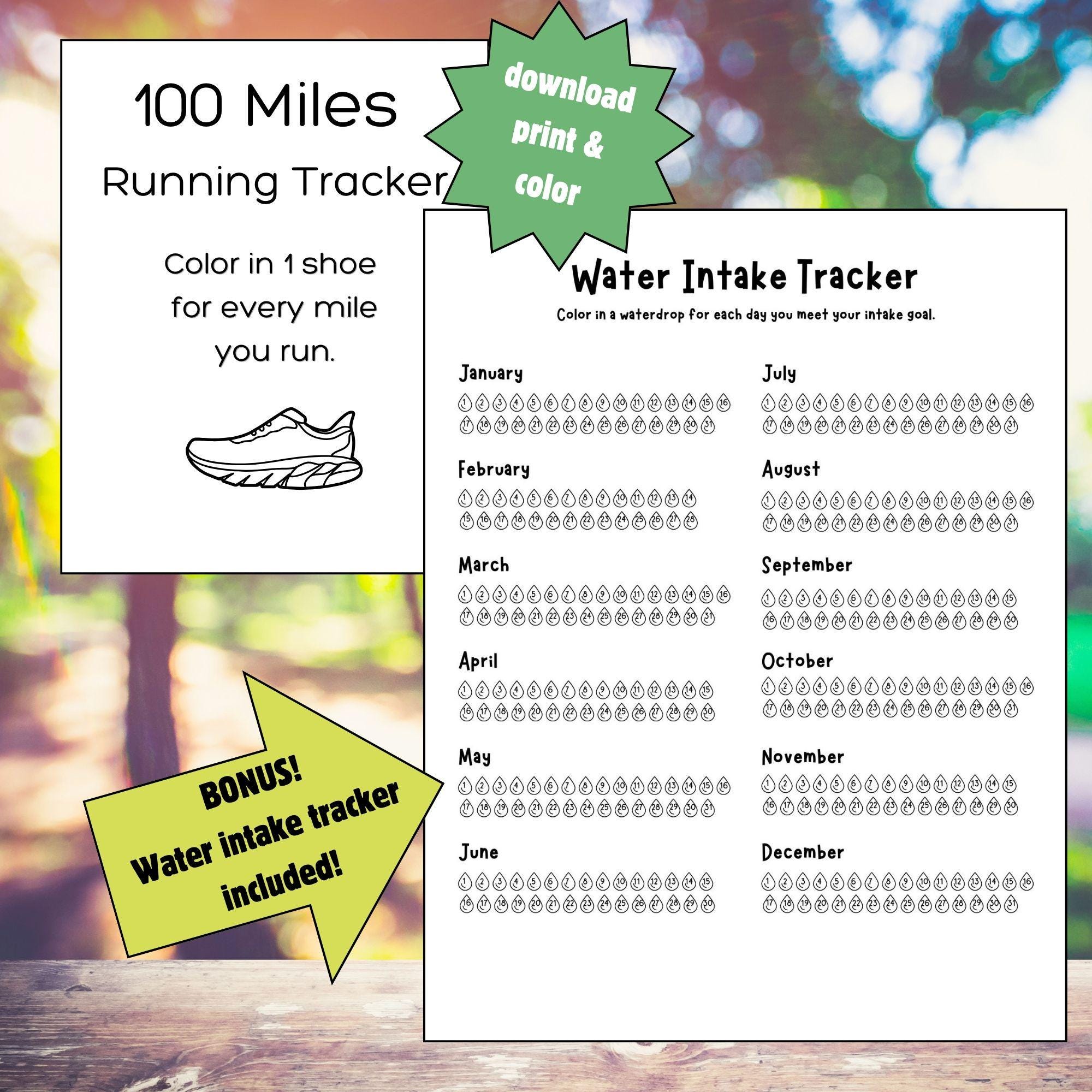 Printable Running Mileage Tracker 100 Mile Goal | Motivational Tracker ...