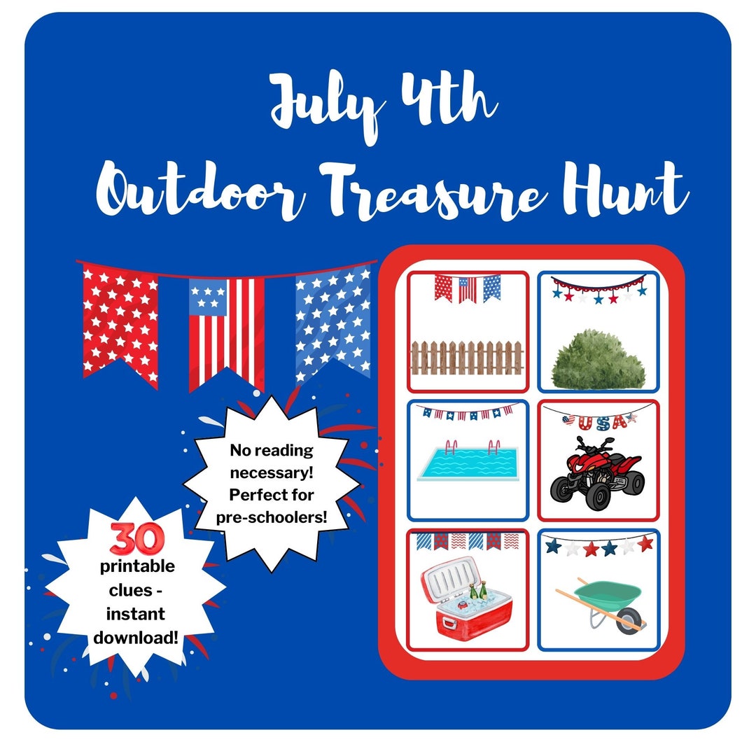 Printable Treasure Hunt 4th of July Digital Download, Kids Fourth of ...