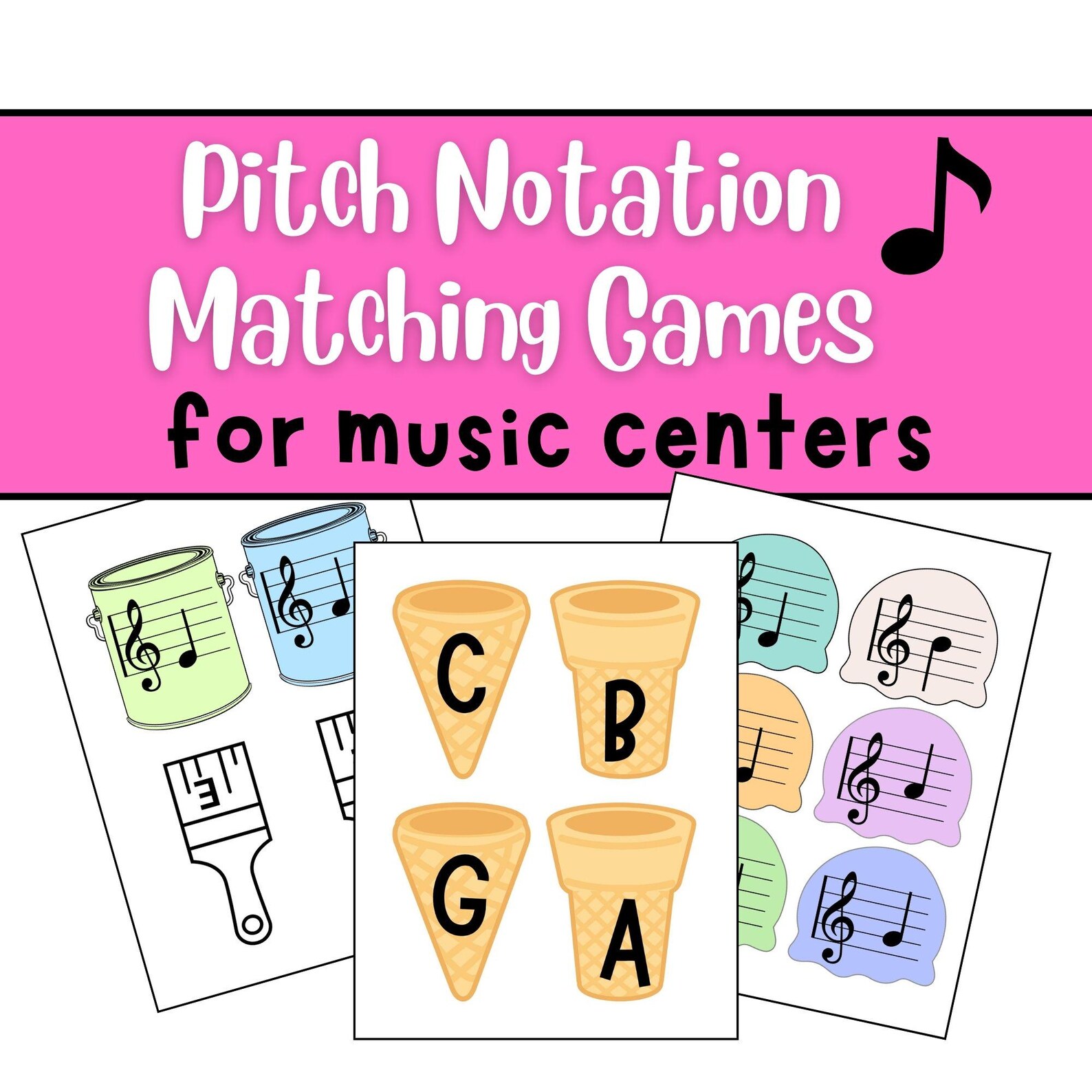 Treble Clef Pitch Matching Game for Music Centers | Elementary Music ...