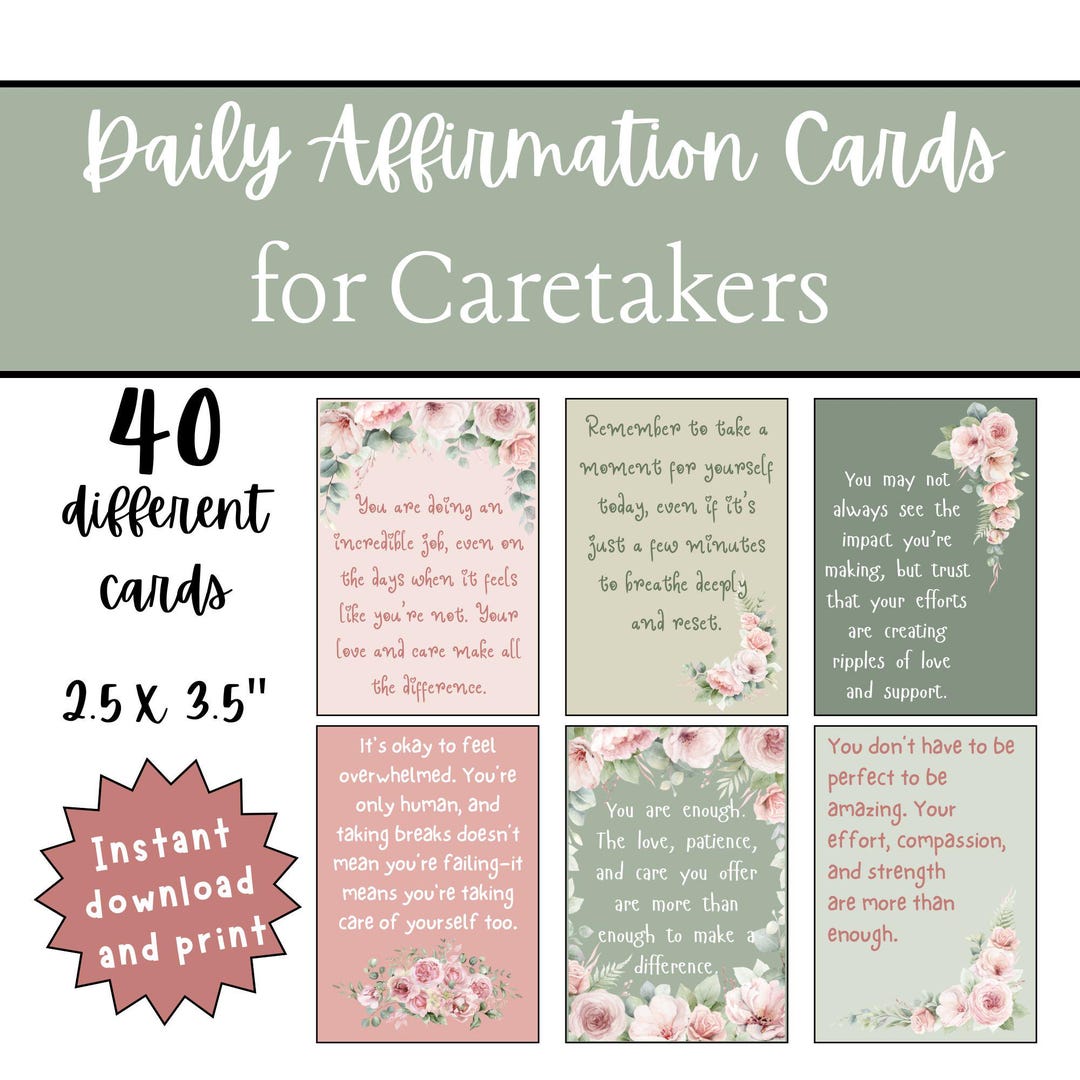 Daily Affirmation Cards for Caregivers | Self Care Card Deck | Gift for ...