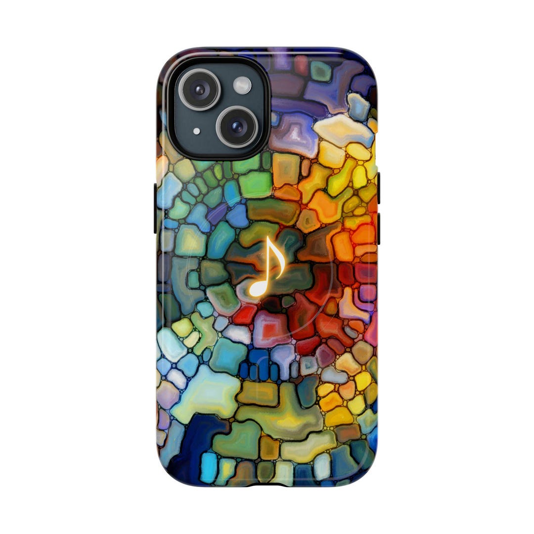 Stained Glass Music Note Magsafe Tough Case for iPhone 15 Pro Plus Pro ...