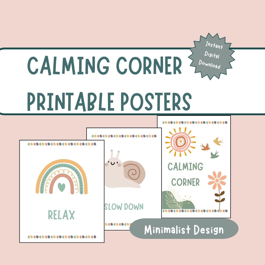 Calming Corner Signs Minimalist Design Boho Colors | Printable Calm ...