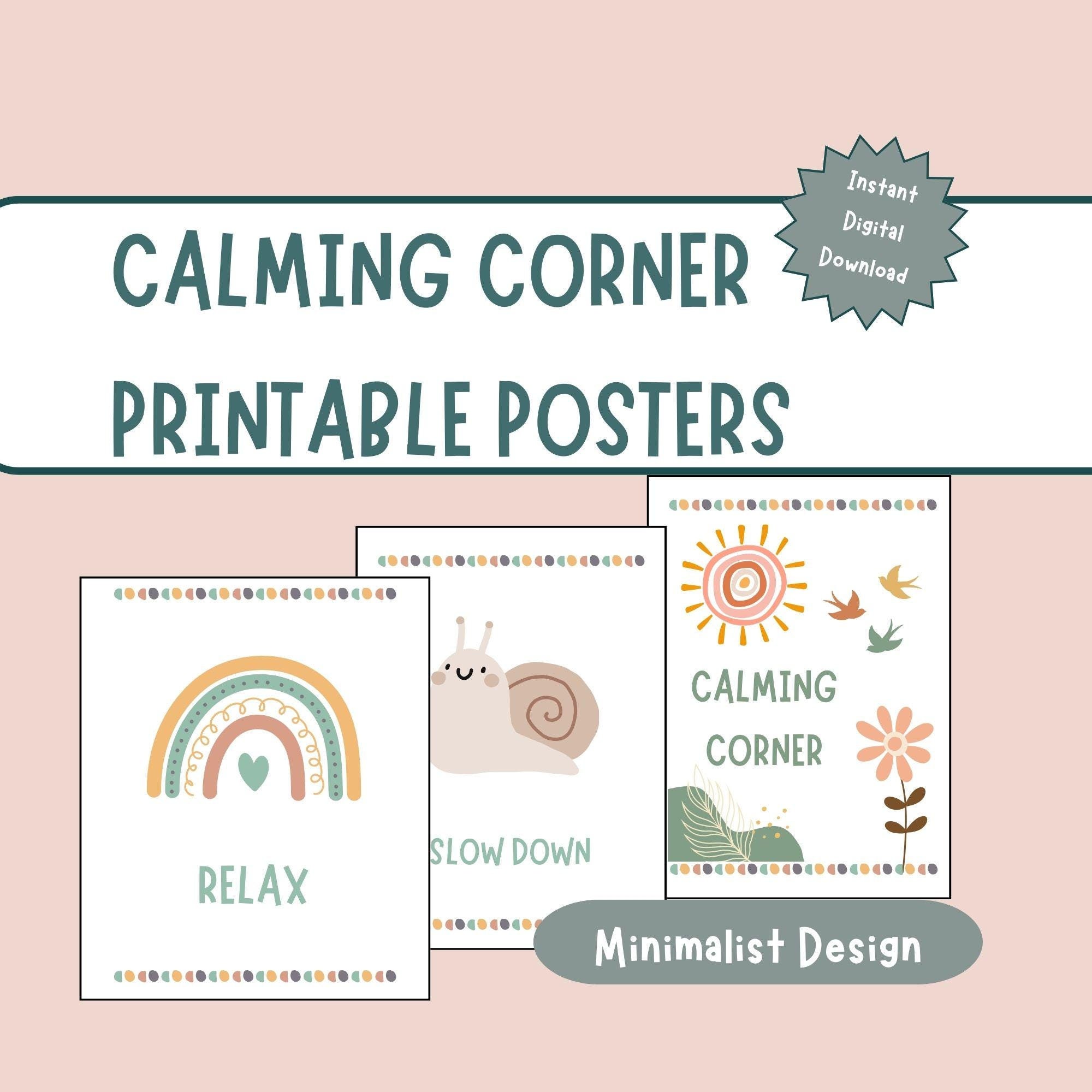 Calming Corner Signs Minimalist Design Boho Colors | Printable Calm ...