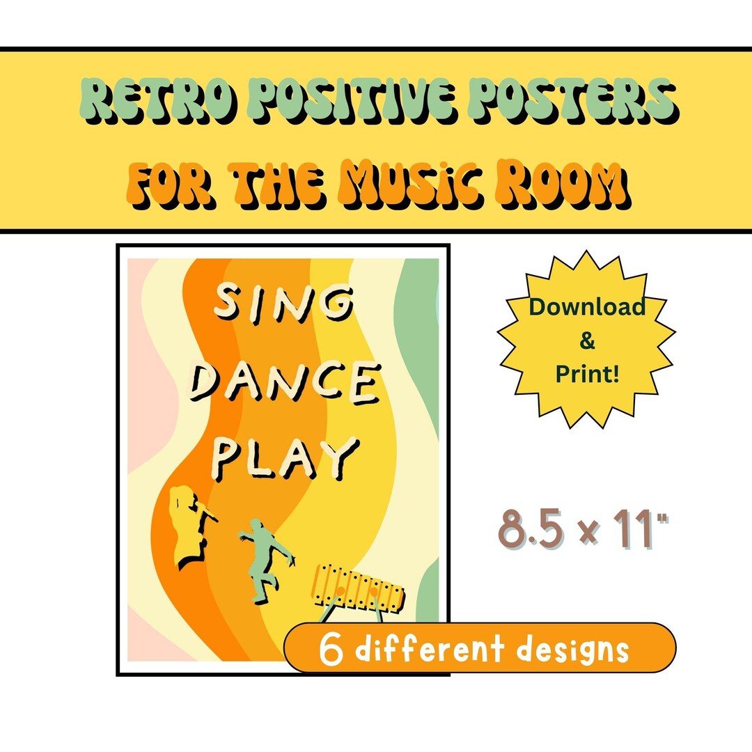 Colorful Retro Posters for the Music Room | Printable Inspirational ...